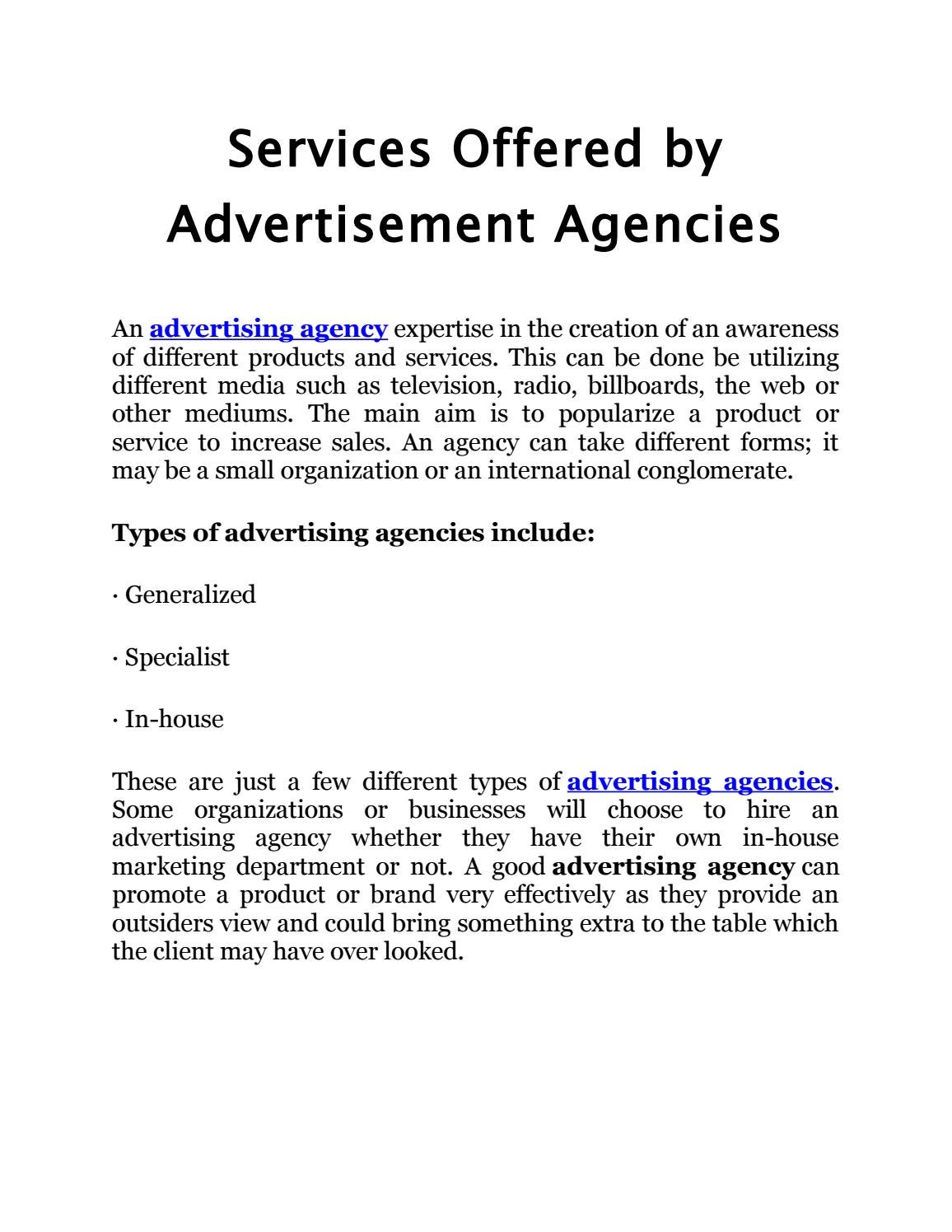 What Are The Key Services Offered By Advertising Agencies? - Lead ...